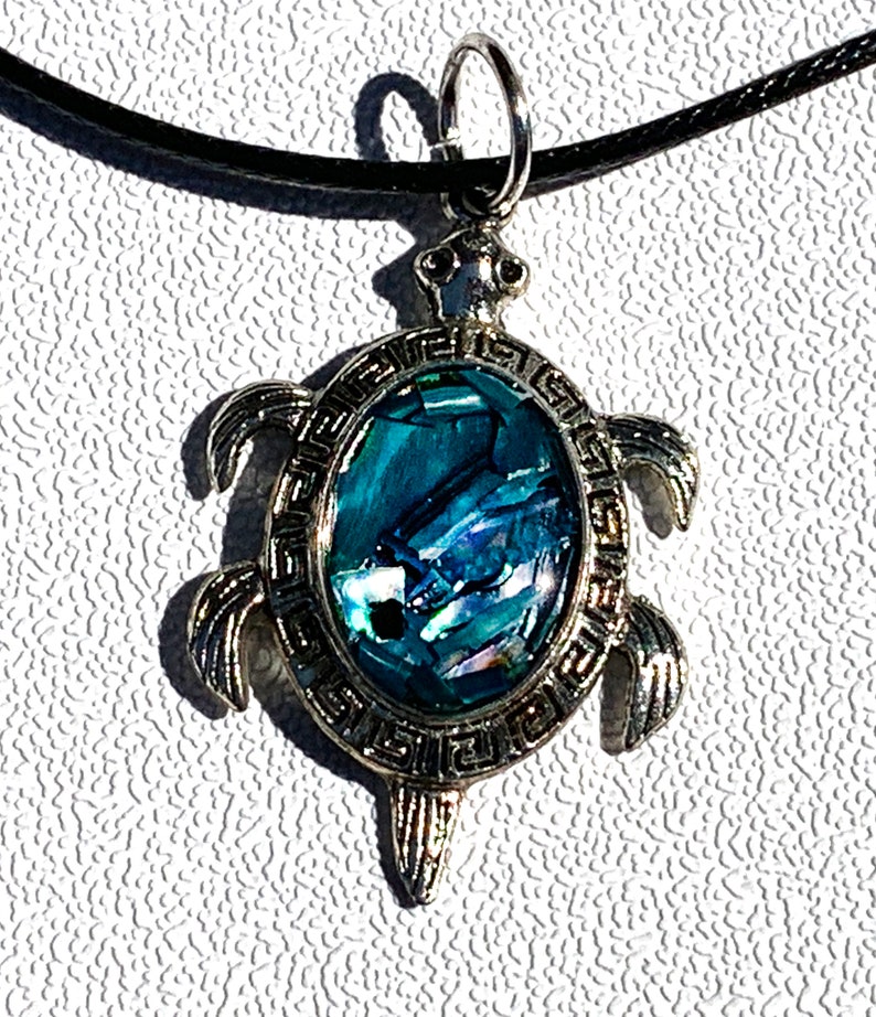 Silver Tribal Turtle With Blue Abalone Shell Inlay Pendant Necklace - Etsy