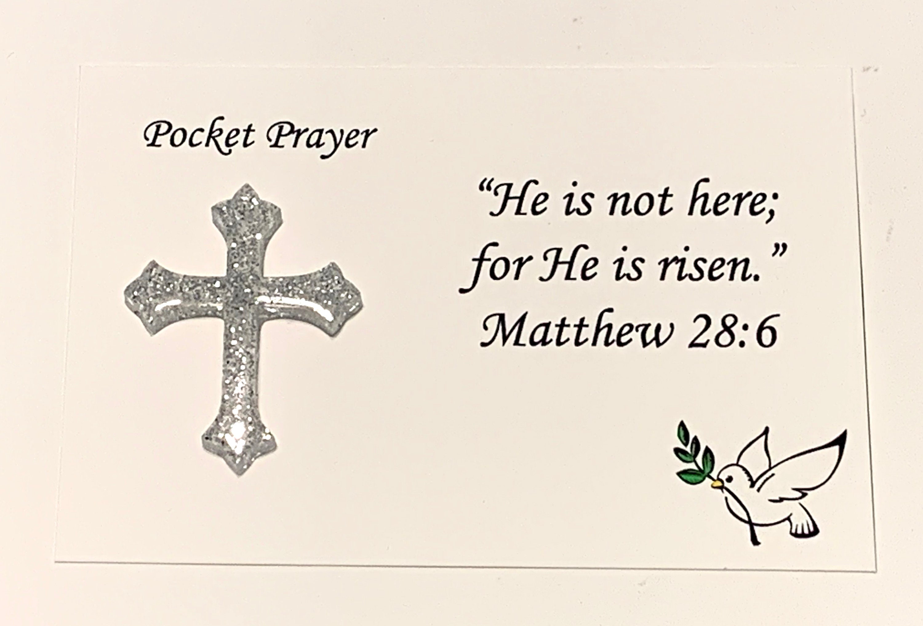 He is Risen Prayer Card and Cross Keepsake Token - Etsy
