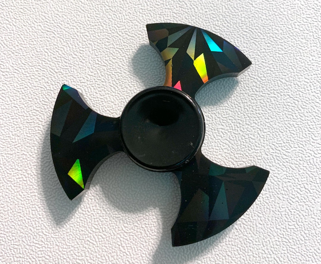 Black Holographic Tri Spinner Fidget Spinner Adult Child Stress Relief ...