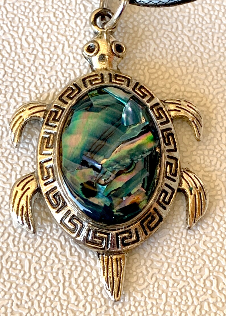 Silver Tribal Turtle With Blue Abalone Shell Inlay Pendant Necklace - Etsy