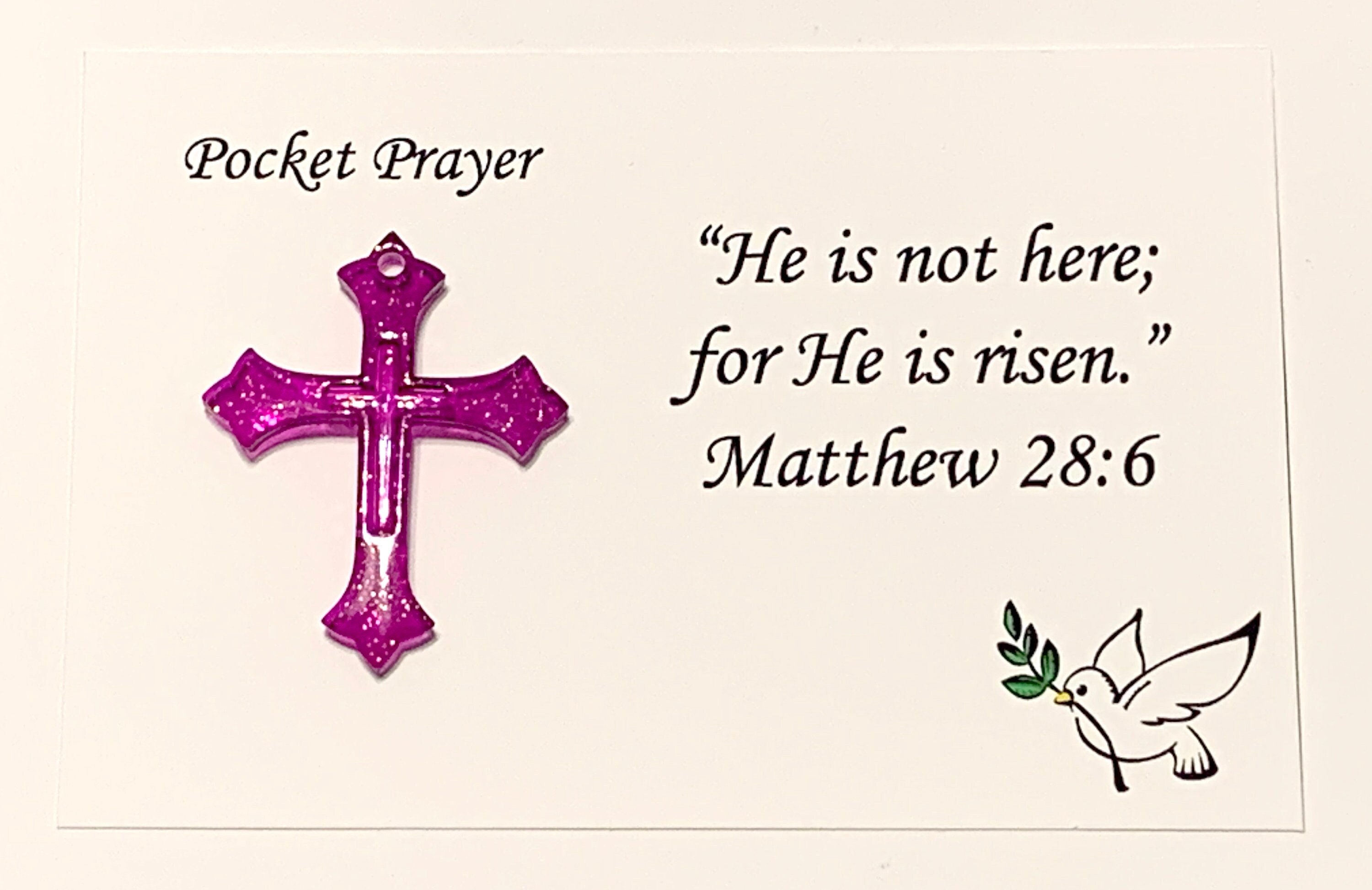 He is Risen Prayer Card and Cross Keepsake Token - Etsy