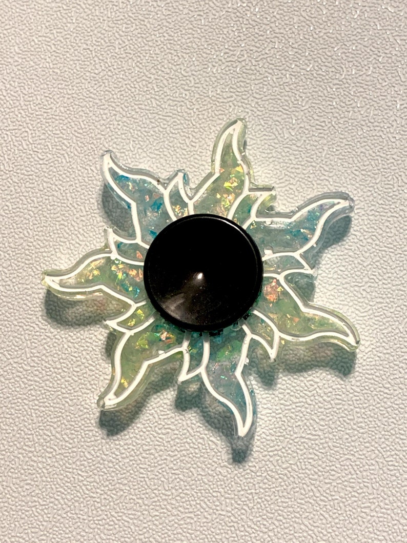 Spring Green and Blue Glitter Sun Fidget Spinner Adult Child Stress ...