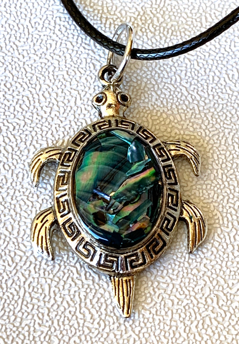 Silver Tribal Turtle With Blue Abalone Shell Inlay Pendant Necklace - Etsy