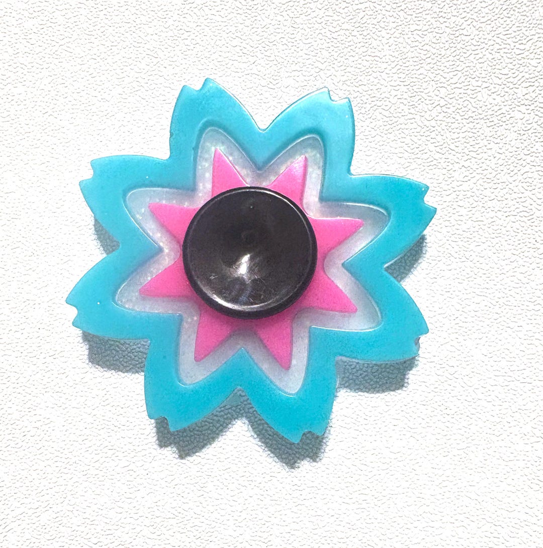 Neon Blue and Pink Starburst Fidget Spinner Adult Child Stress Anxiety ...