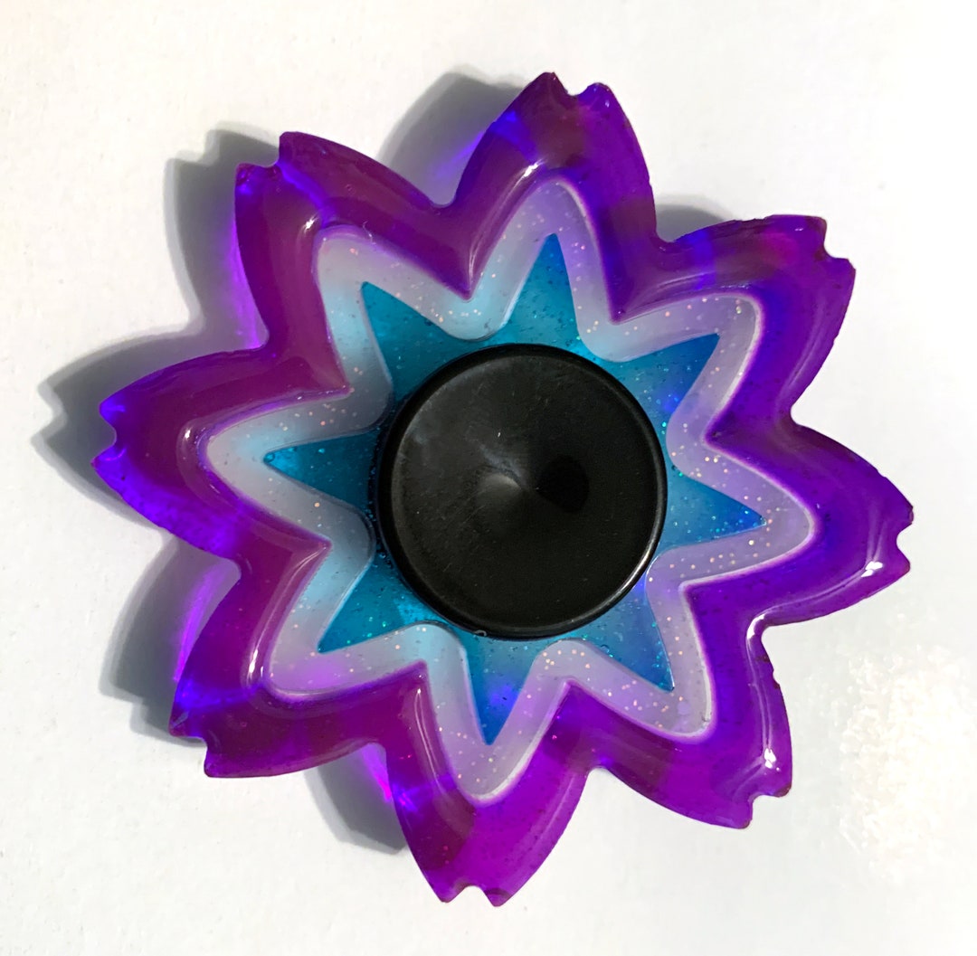 Purple and Blue Glitter Starburst Fidget Spinner Adult Child Stress ...