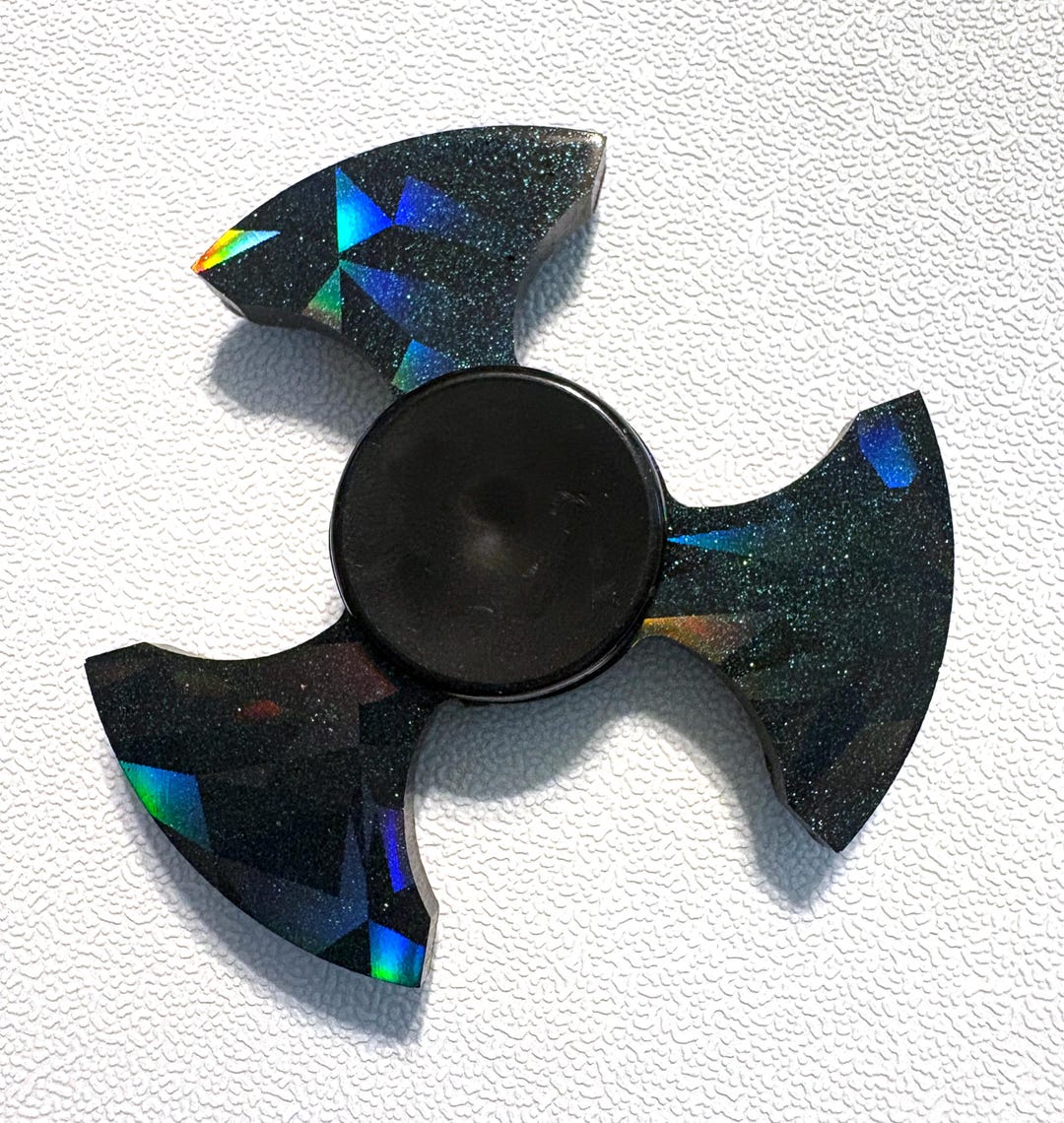 Black Galaxy Color Shift Holographic Tri Spinner Fidget Spinner Adult ...