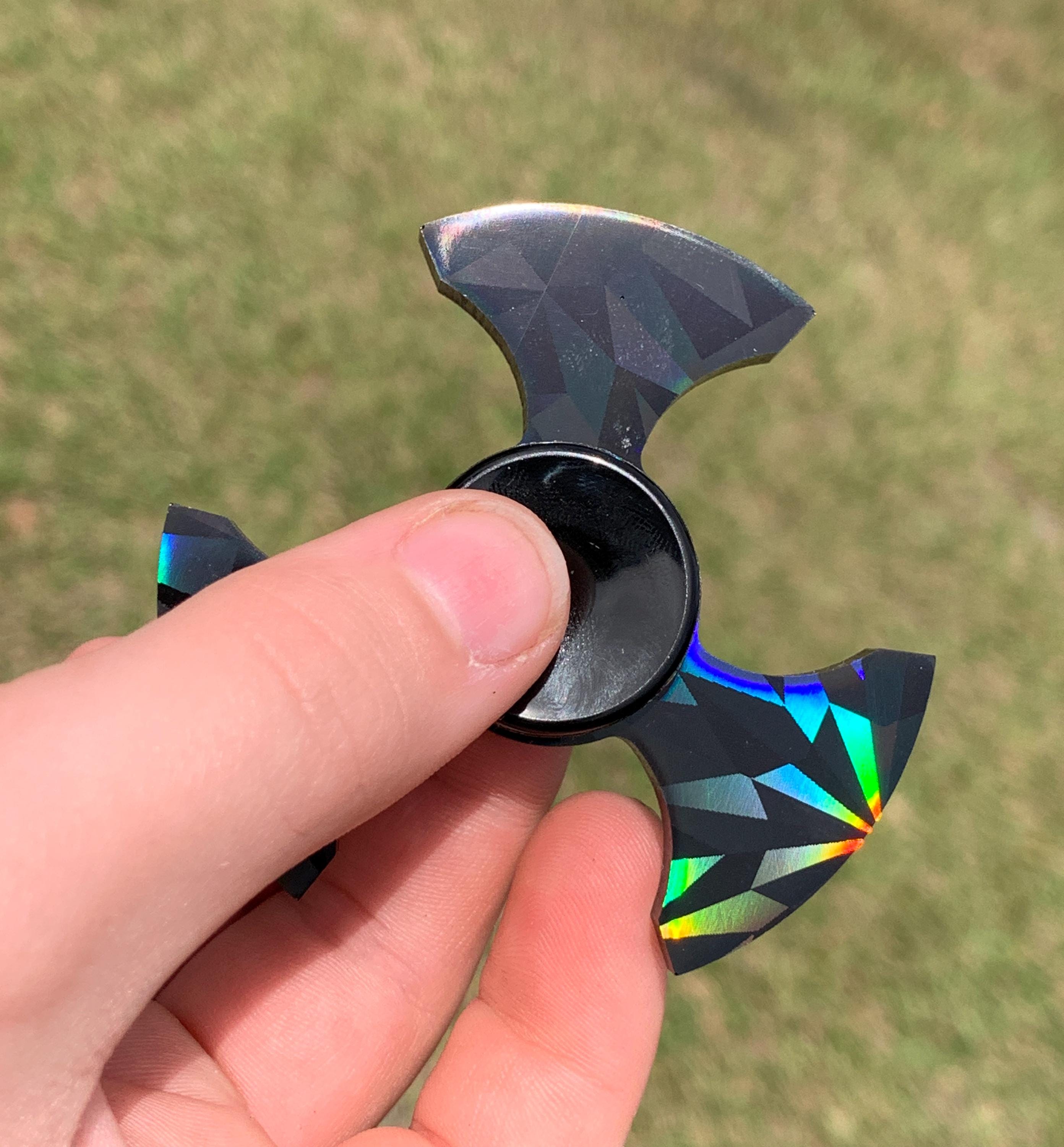 Black Holographic Tri Spinner Fidget Spinner Adult Child Stress Relief ...