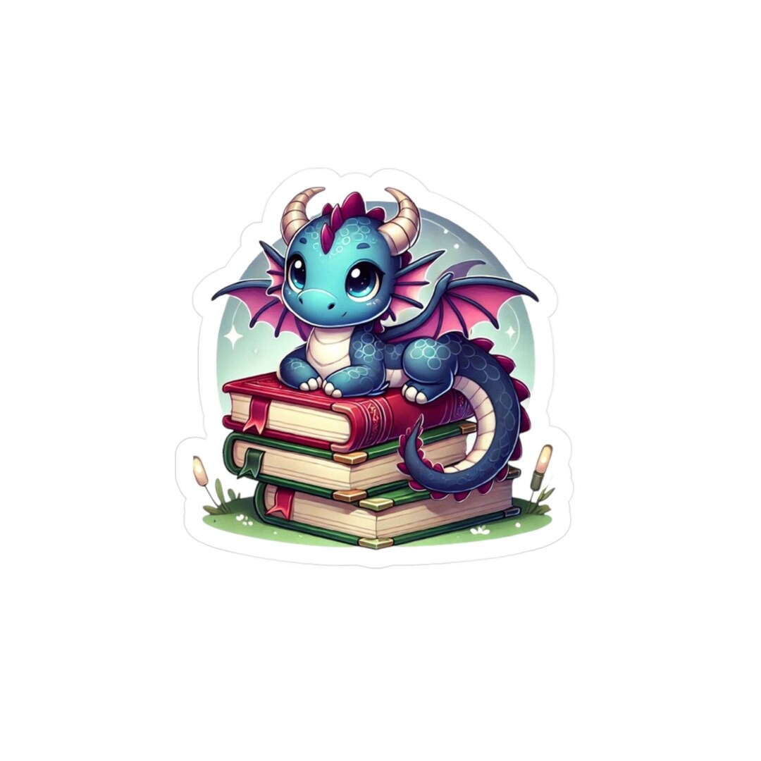 Dragon Vinyl Decal Sticker, Cute Fantasy Decal, Book Lover Decal ...