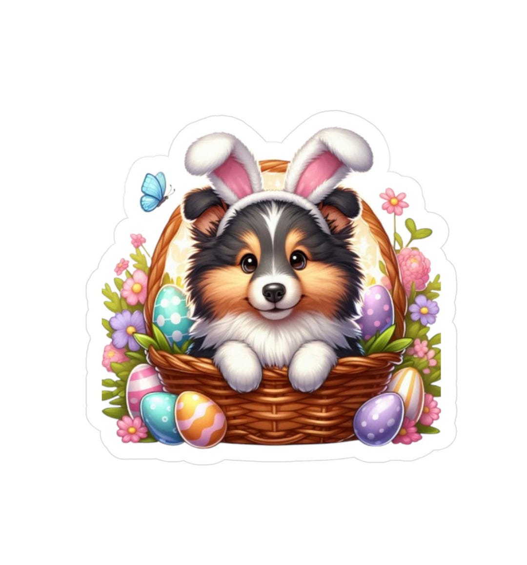 Shetland Sheepdog "sheltie" Pup With Bunny Ears Easter Vinyl Decal ...