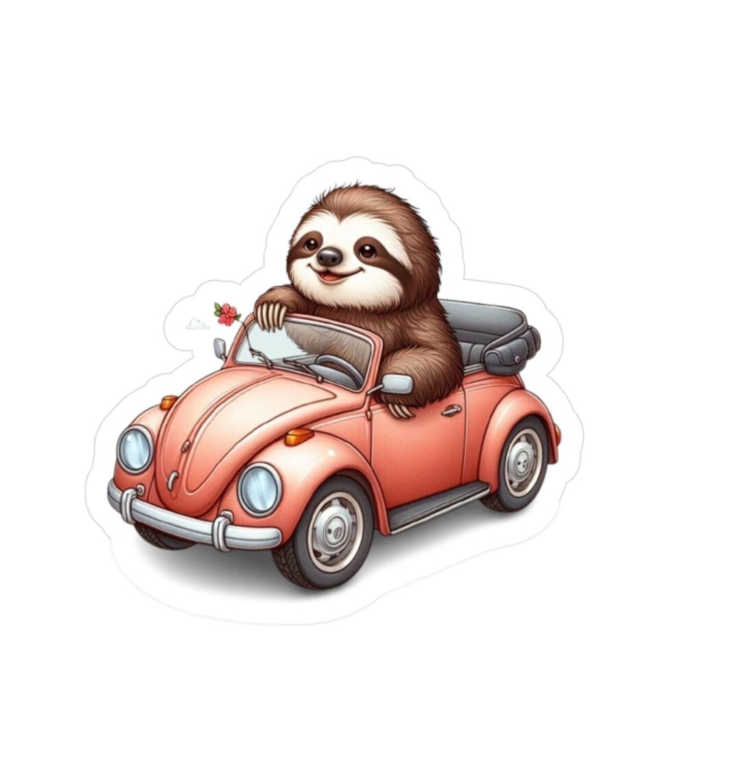 Sloth Driving Convertible Car Sticker: Funny Animal Decal - Etsy