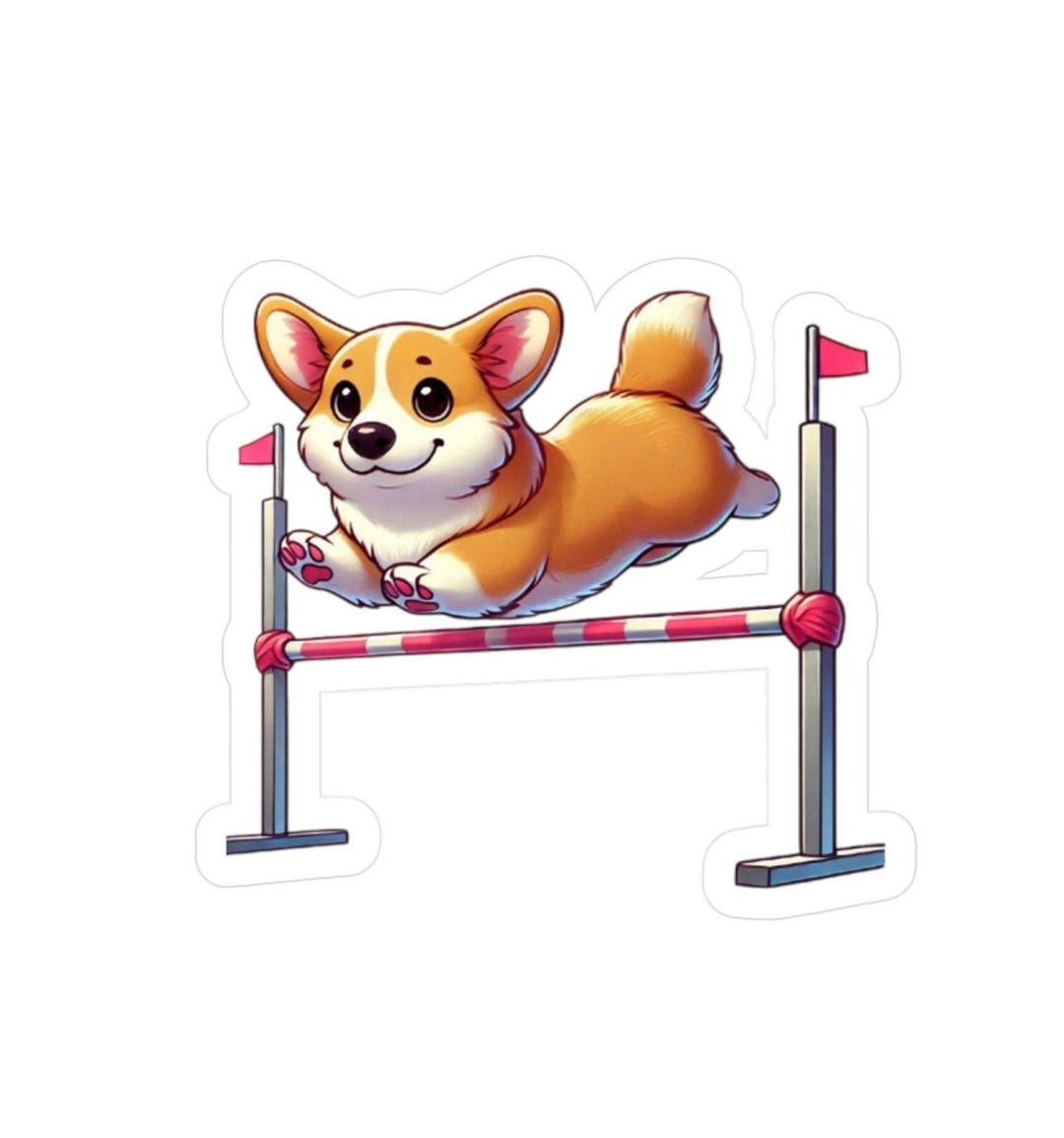 Corgi Jumping Agility Fence Vinyl Decal Sticker - Cute Dog Lover Gift ...