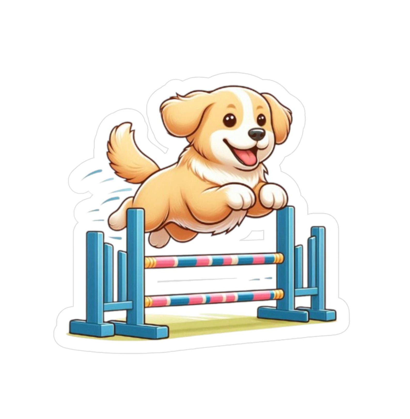 Golden Retriever Jumping Agility Fence Vinyl Decal Sticker - Cute Dog ...