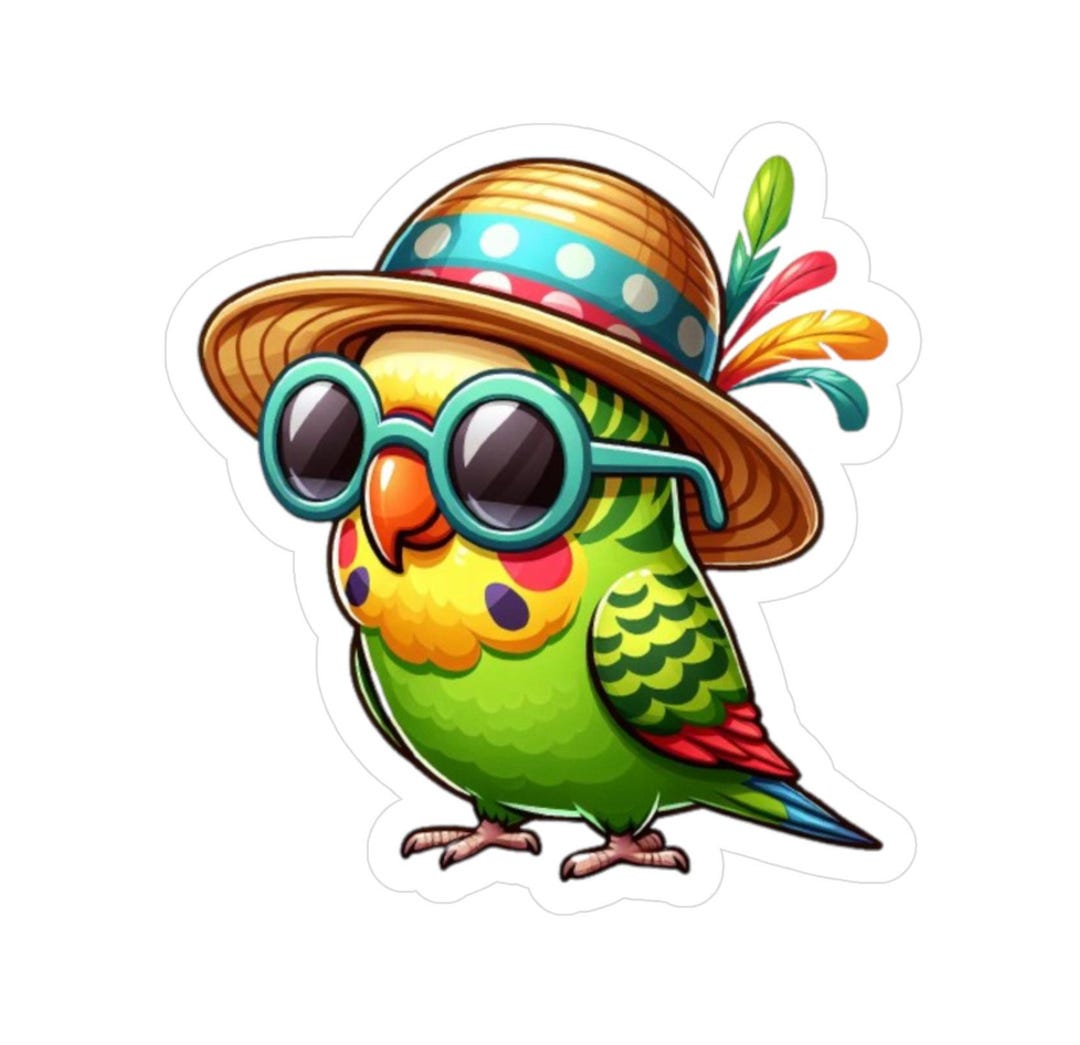 Silly Parakeet Budgie Vinyl Decal, Fun Sticker for Laptops, Water ...