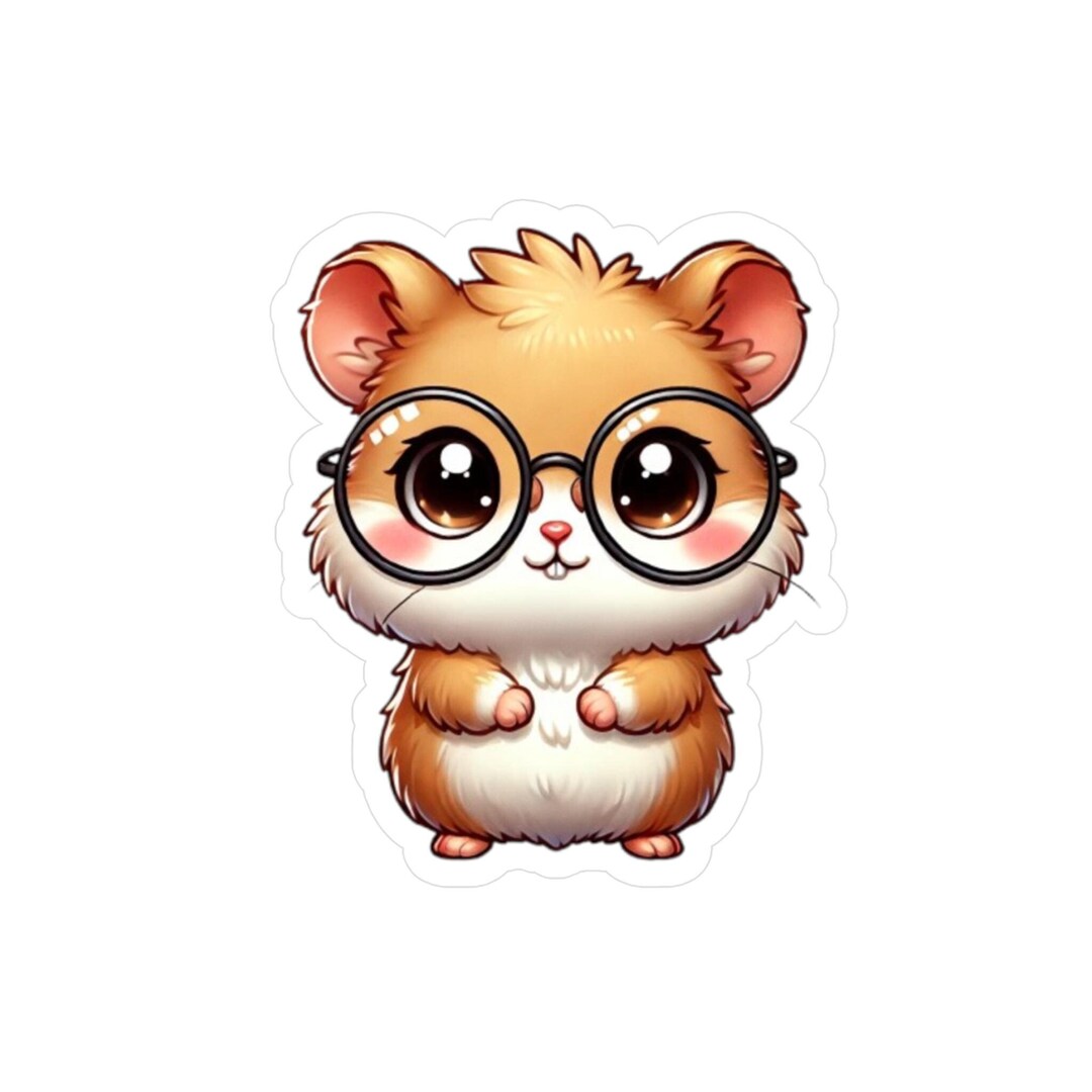 Cute Hamster With Glasses Decal, Nerdy Animal Sticker, Laptop Decal ...