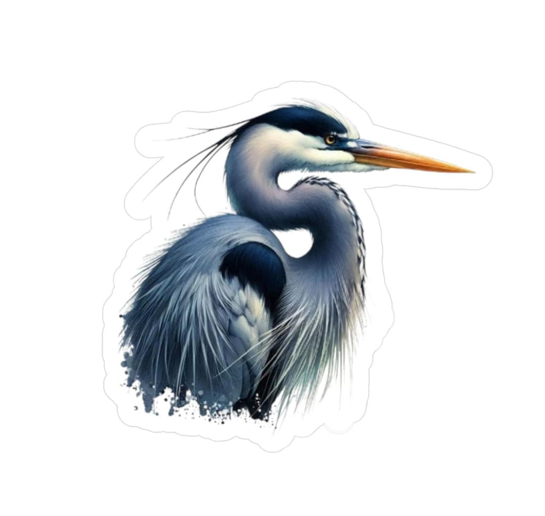 Great Blue Heron Bird Decal, Vinyl Sticker, Laptop Decal, Nature Lover ...