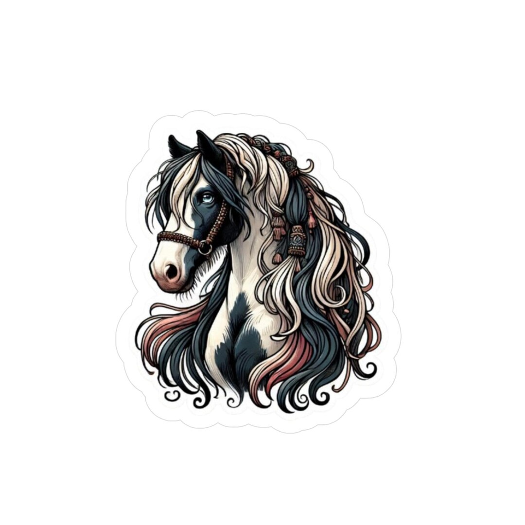 Gypsy Vanner Horse Decal, Equestrian Vinyl Sticker, Kiss-cut Decal ...