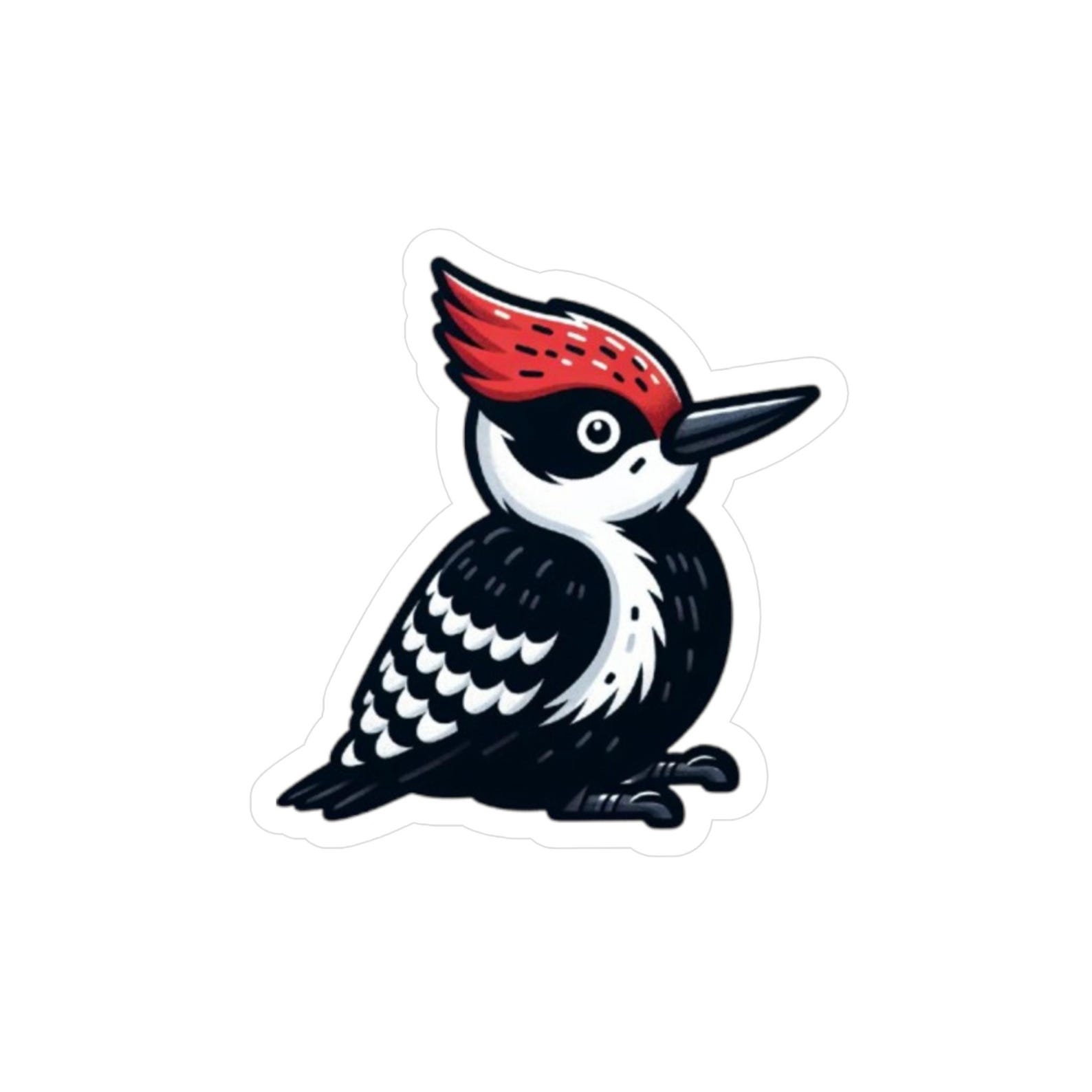 Cute Pileated Woodpecker Vinyl Decal, Water Resistant Sticker, Cute ...