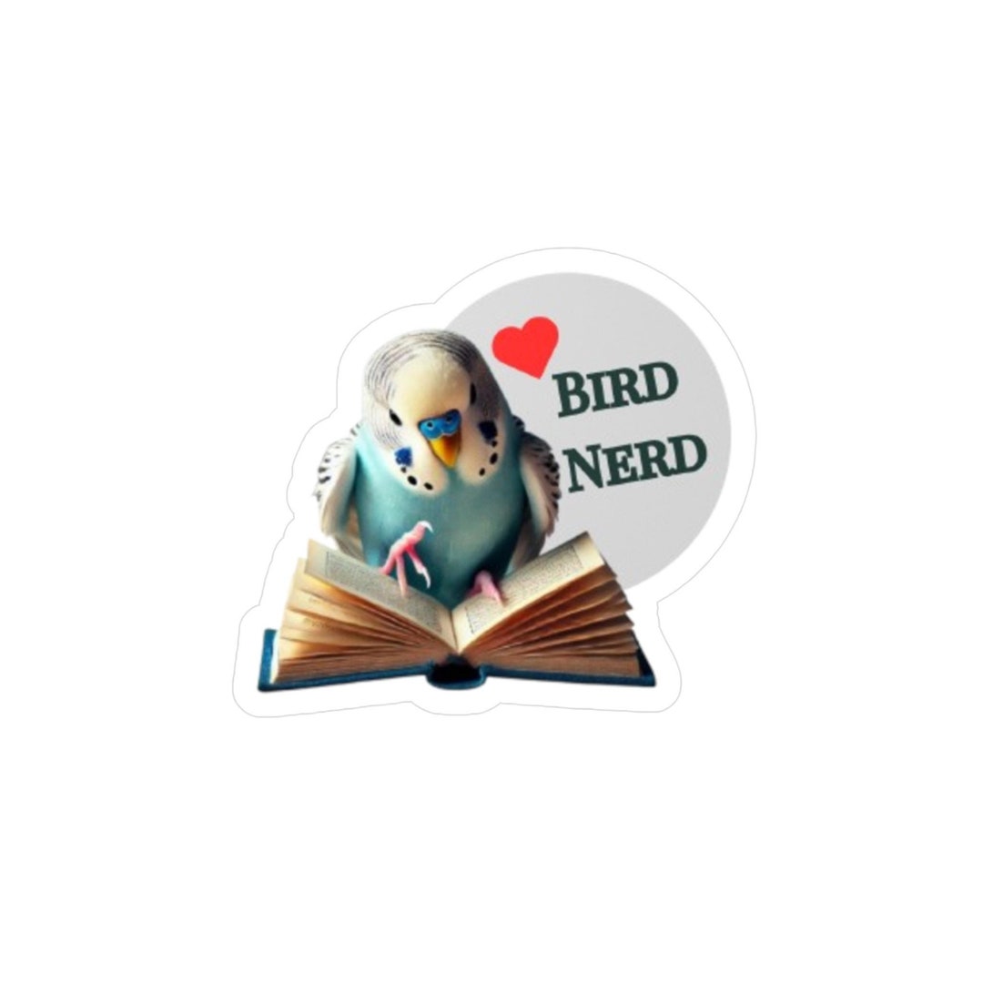 Bird Nerd Vinyl Decal Sticker, Parakeet Budgie Reading a Book, Laptop ...