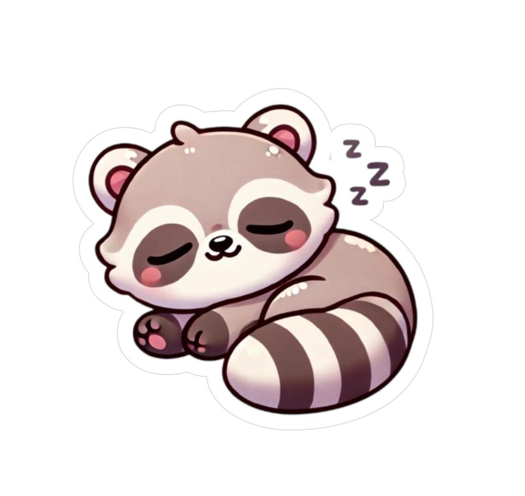 Sleeping Raccon Vinyl Decal, Cute Animal Laptop Decal, Nature Vinyl ...