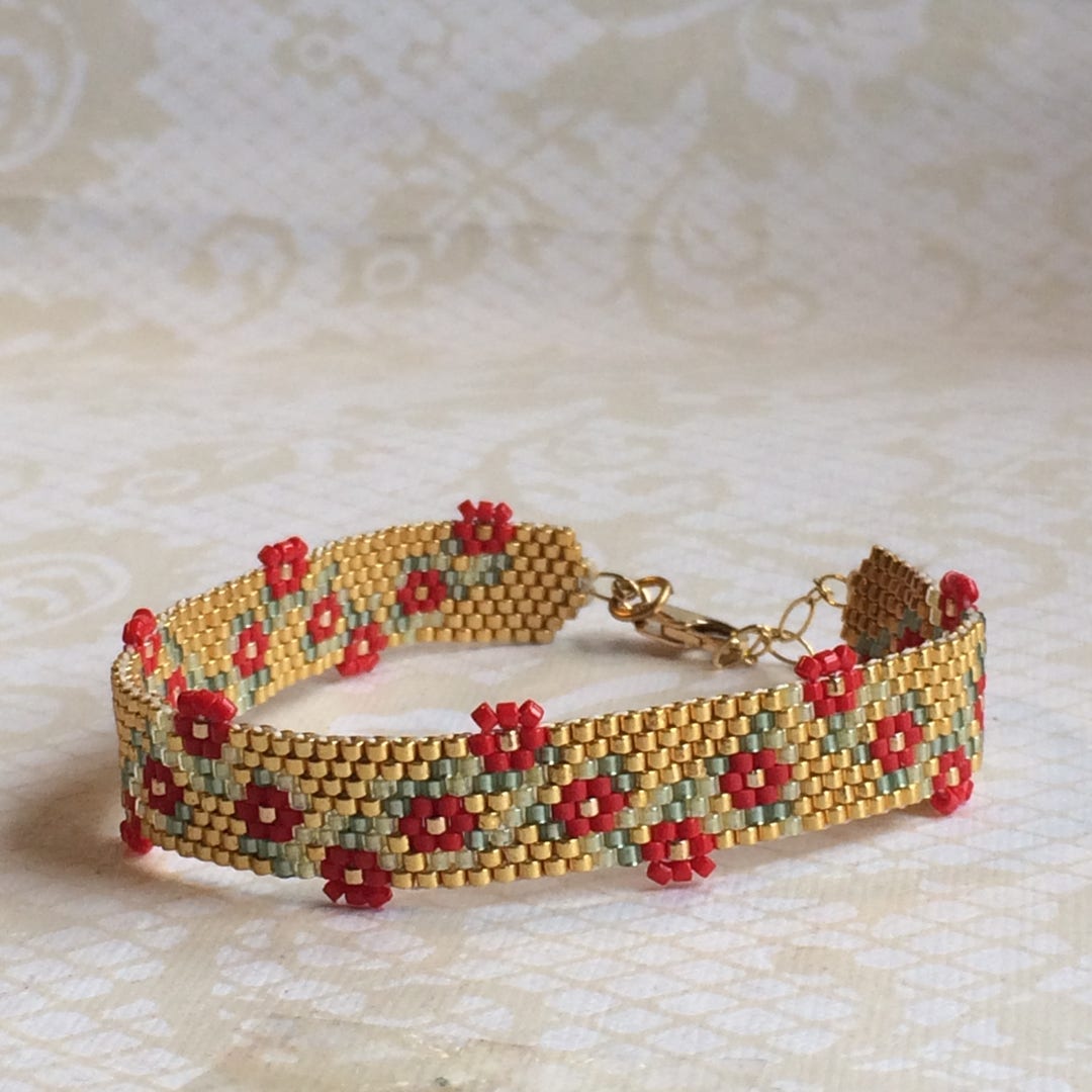 Peyote Bracelet/peyote Cuff/handmade Beadwoven Bracelet/needle Beaded ...