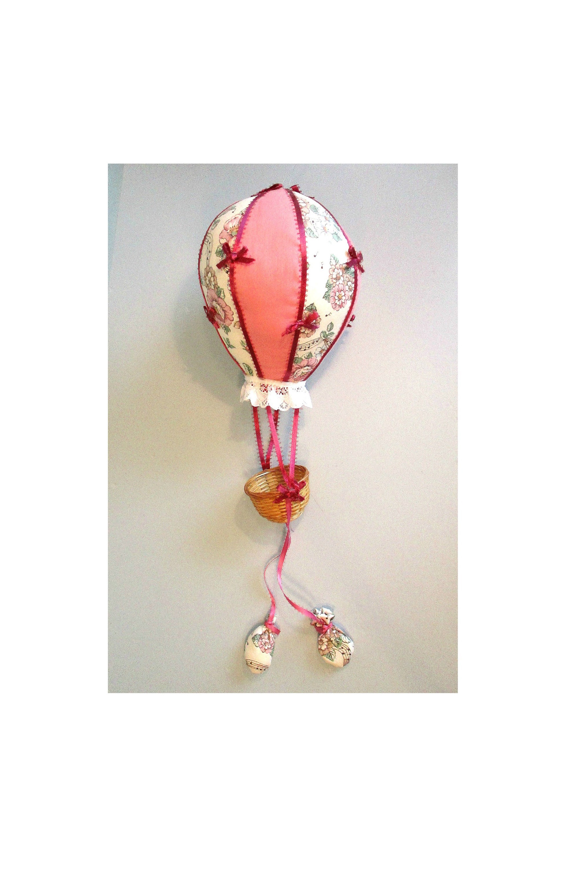 Hanging Fabric Hot Air Balloon Wicker Basket Mobile Decoration Etsy