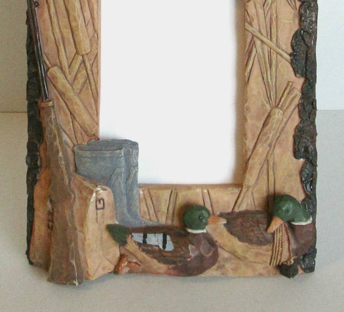 Rustic 3d Duck Hunting Photo Picture Frame . Faux Carved Wood | Etsy