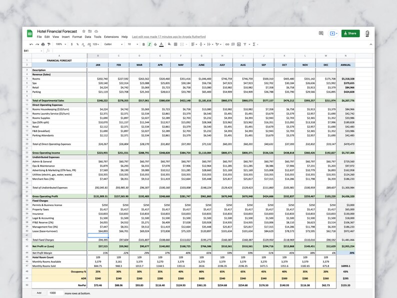 Hotel Financial Model for Business Plan | Financial Planning ...