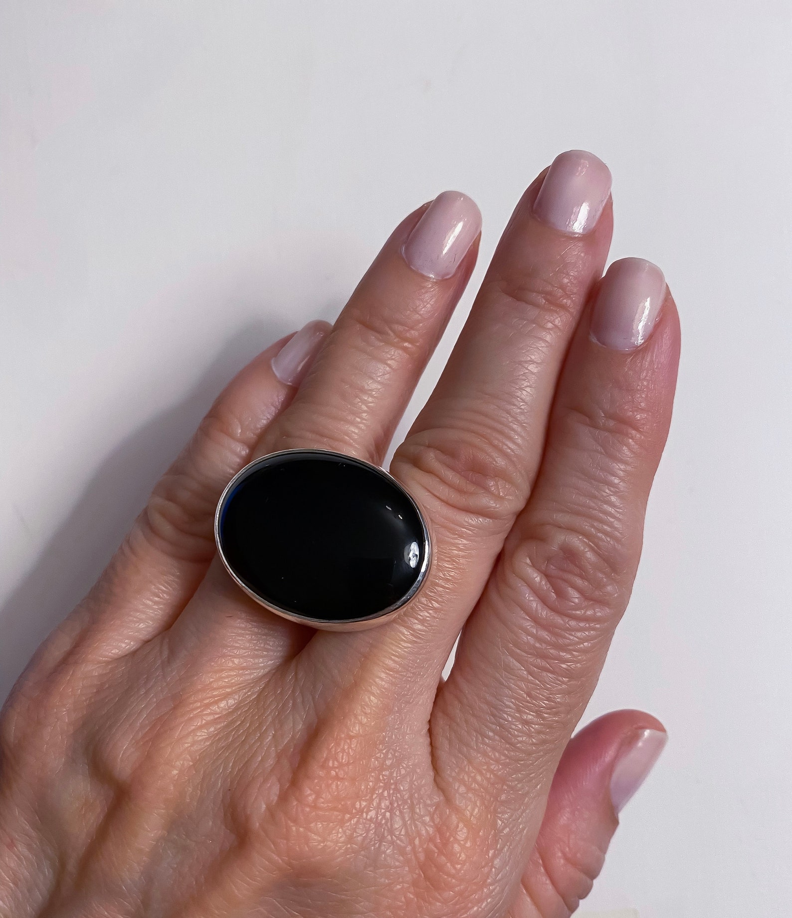 Large Onyx Sterling Silver Ring Natural Onyx Ring Black Onyx - Etsy