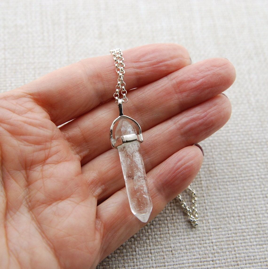Quartz Pendant Necklace Natural Stone White Quartz Stone - Etsy