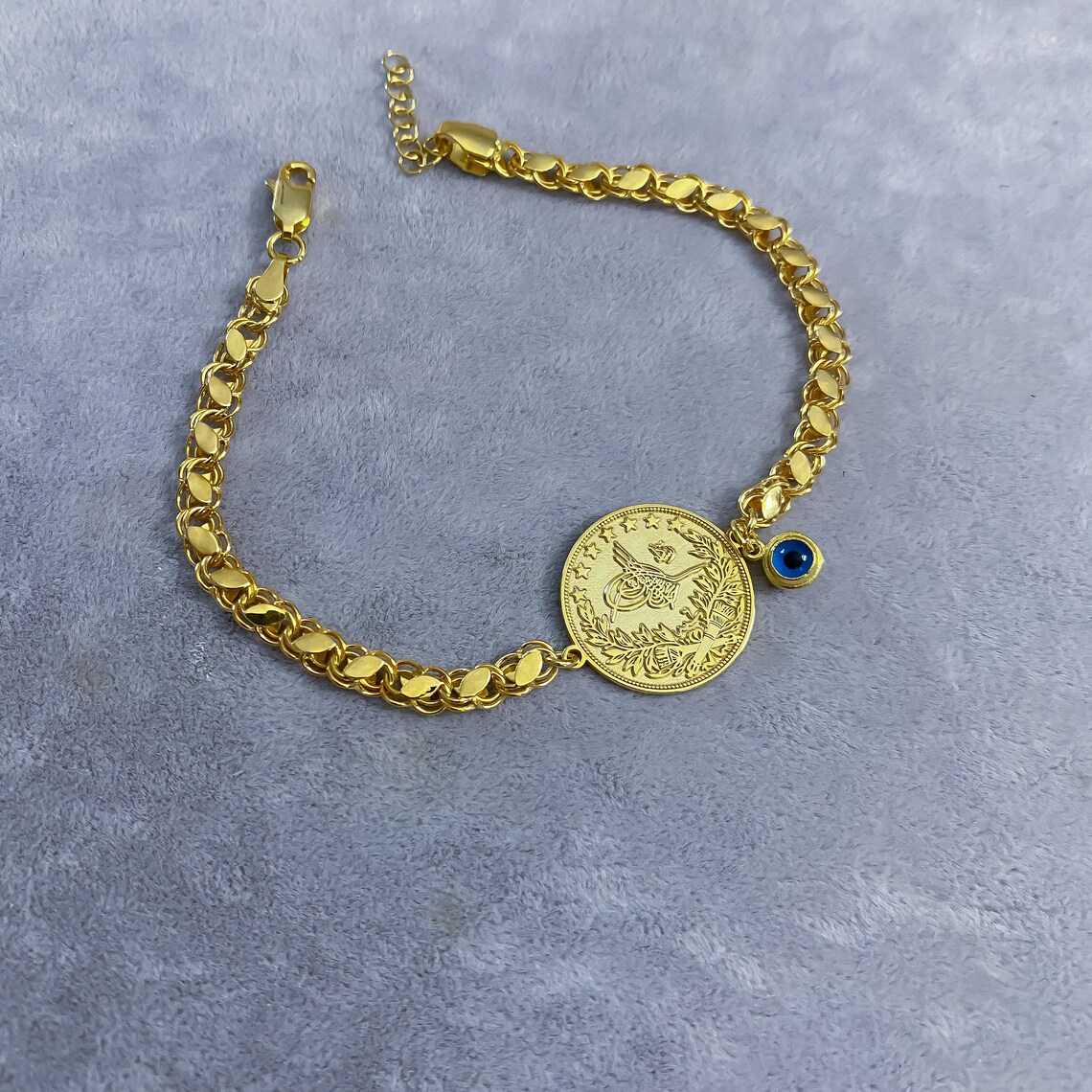 Ottoman Coins Medallion Bracelet Gold Lock Gold Chain - Etsy