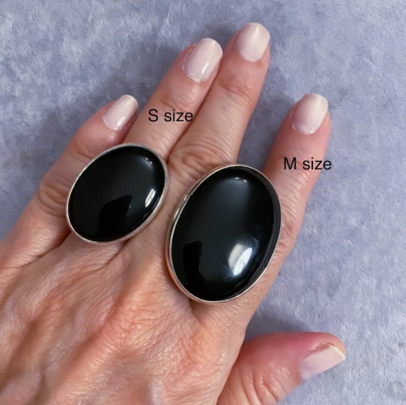 Large Onyx Sterling Silver Ring Natural Onyx Ring Black Onyx - Etsy