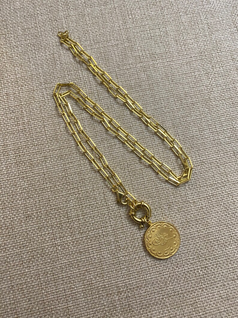 Ottoman Coins Medallion Pendant Gold Lock Gold Chain Choker - Etsy