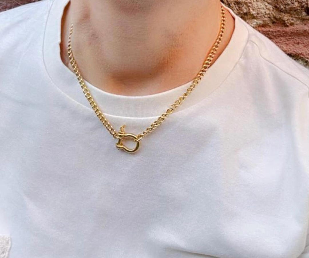Gourmet Link Chain, Shackle Lock, Thick Chain, 925 Sterling Silver ...