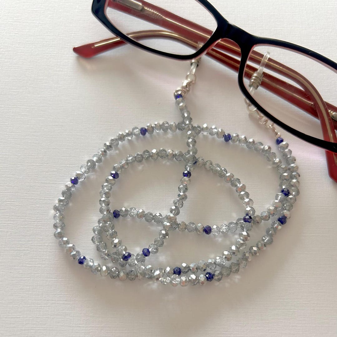 Crystal Beaded Eyeglass Chain: Sterling Silver Clasp Glasses Lanyard - Etsy