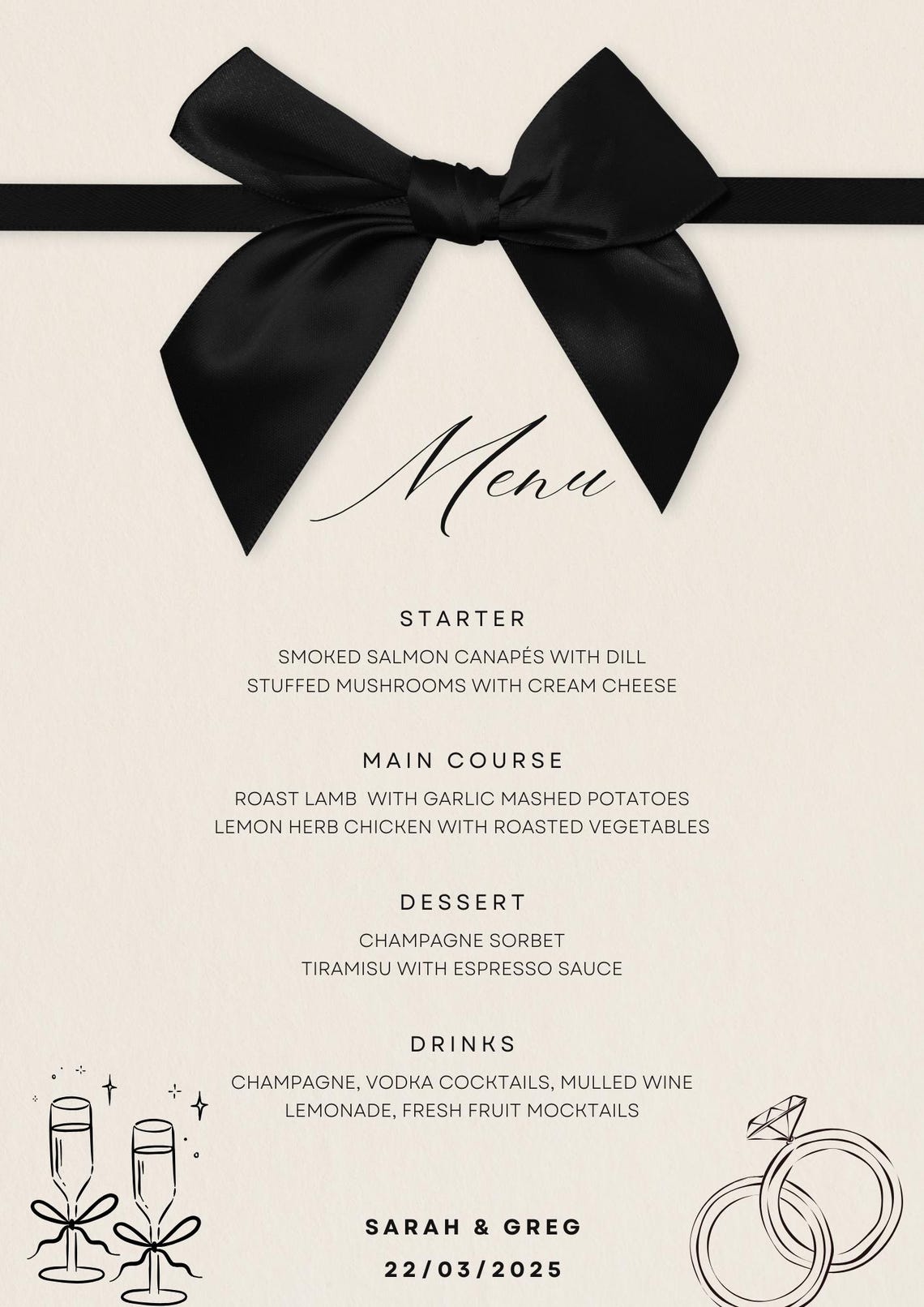 Digital Menu Template, Printable Menu, Editable Menu Design, Online ...