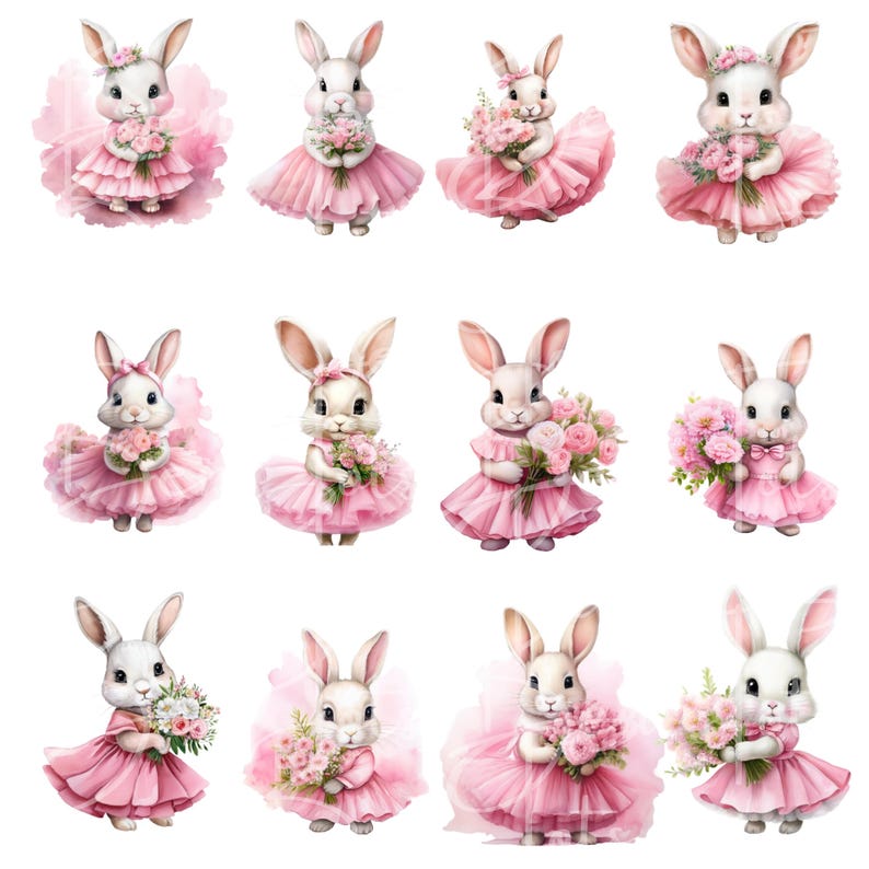 Ballerina Easter Bunny Clipart Pink Bunny White Bunny Baby Shower Pink ...