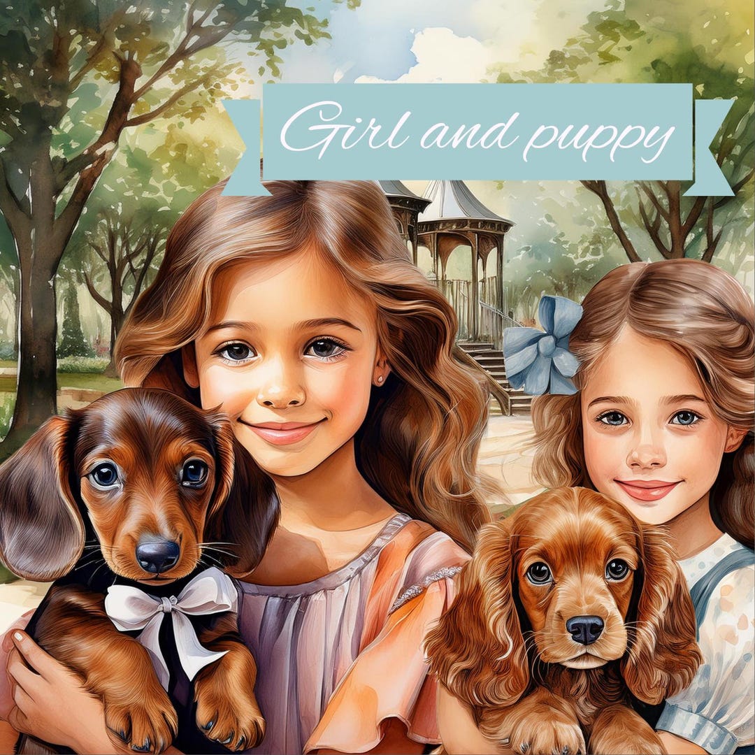 Clipart Girl With Puppy Girl With Dog Clipart Cute Kids & Pets Girls ...