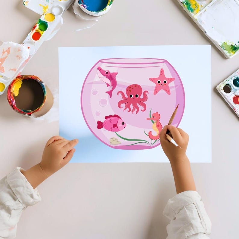 Color Sorting Activity for Kids Printable Aquarium Game Sea Animal ...