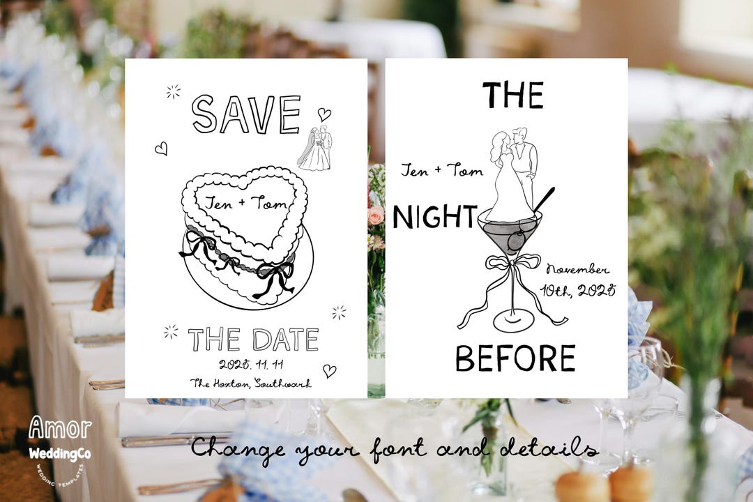 SAVE THE DATE Vintage Cake Template | Printable Wedding Invitation ...