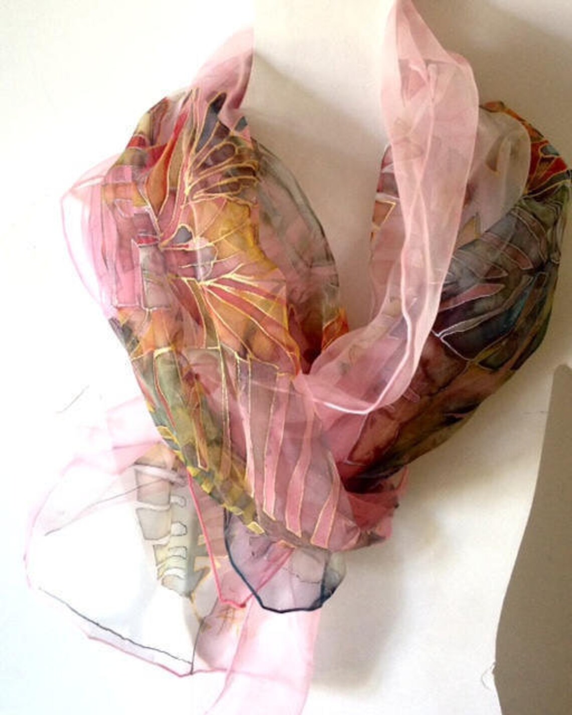 Hand Painted Silk Scarf Pink Silk Scarf Floral Silk Scarf - Etsy