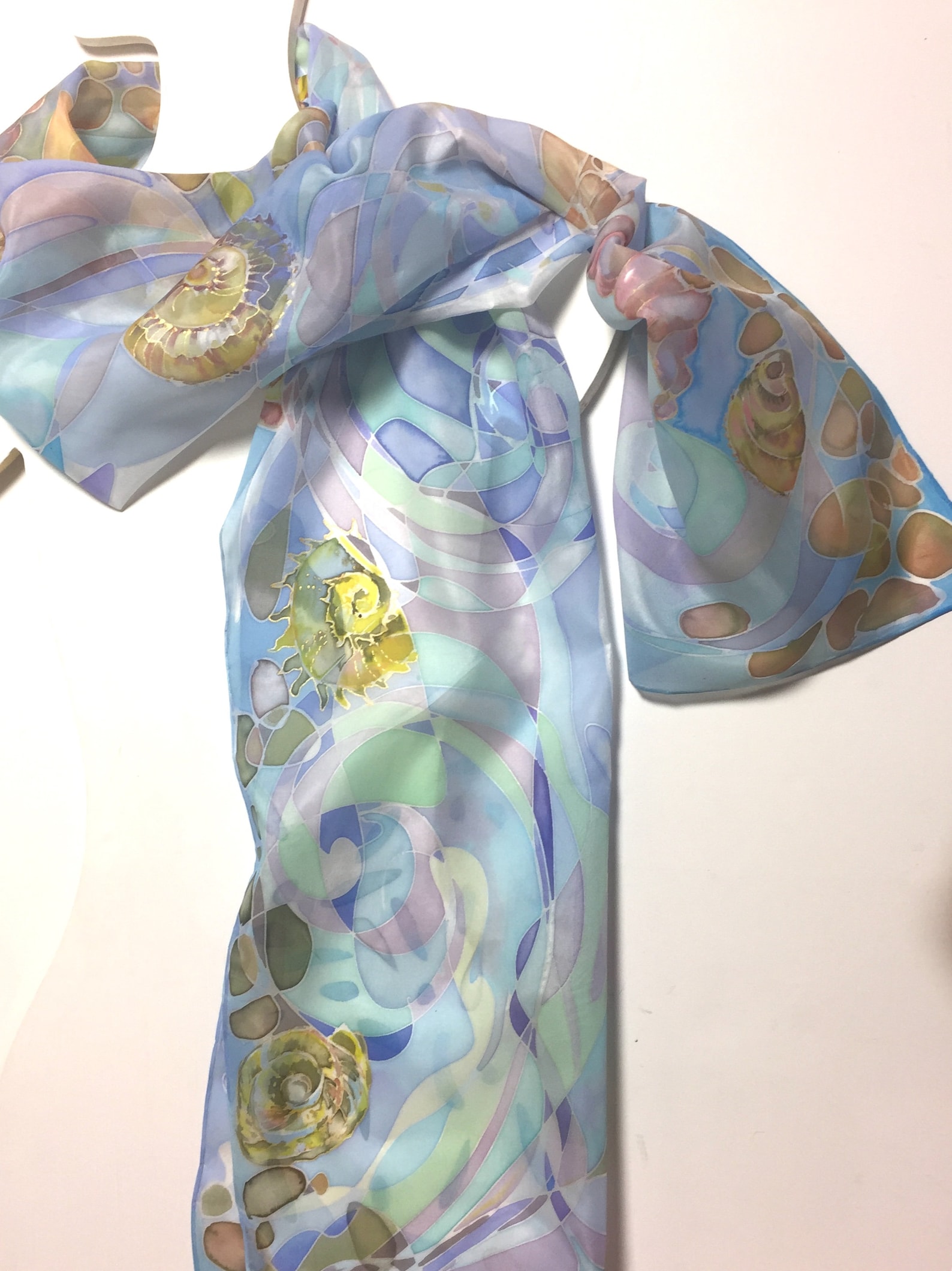 Silk Scarf Hand Painted for Women - Sea Motives Scarf - Beach Style ...