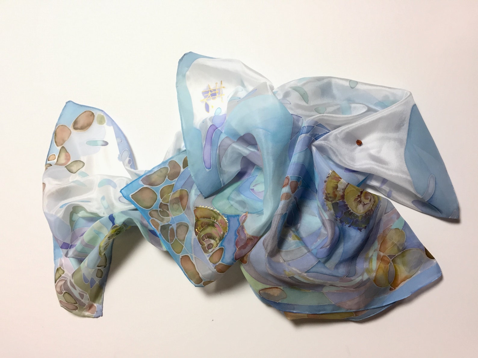 Silk Scarf Hand Painted for Women - Sea Motives Scarf - Beach Style ...