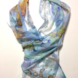 Silk Scarf Hand Painted for Women - Sea Motives Scarf - Beach Style ...