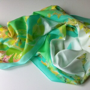 Green Silk Scarf - Woman Silk Scarf - Hand Painted Silk Scarf ...