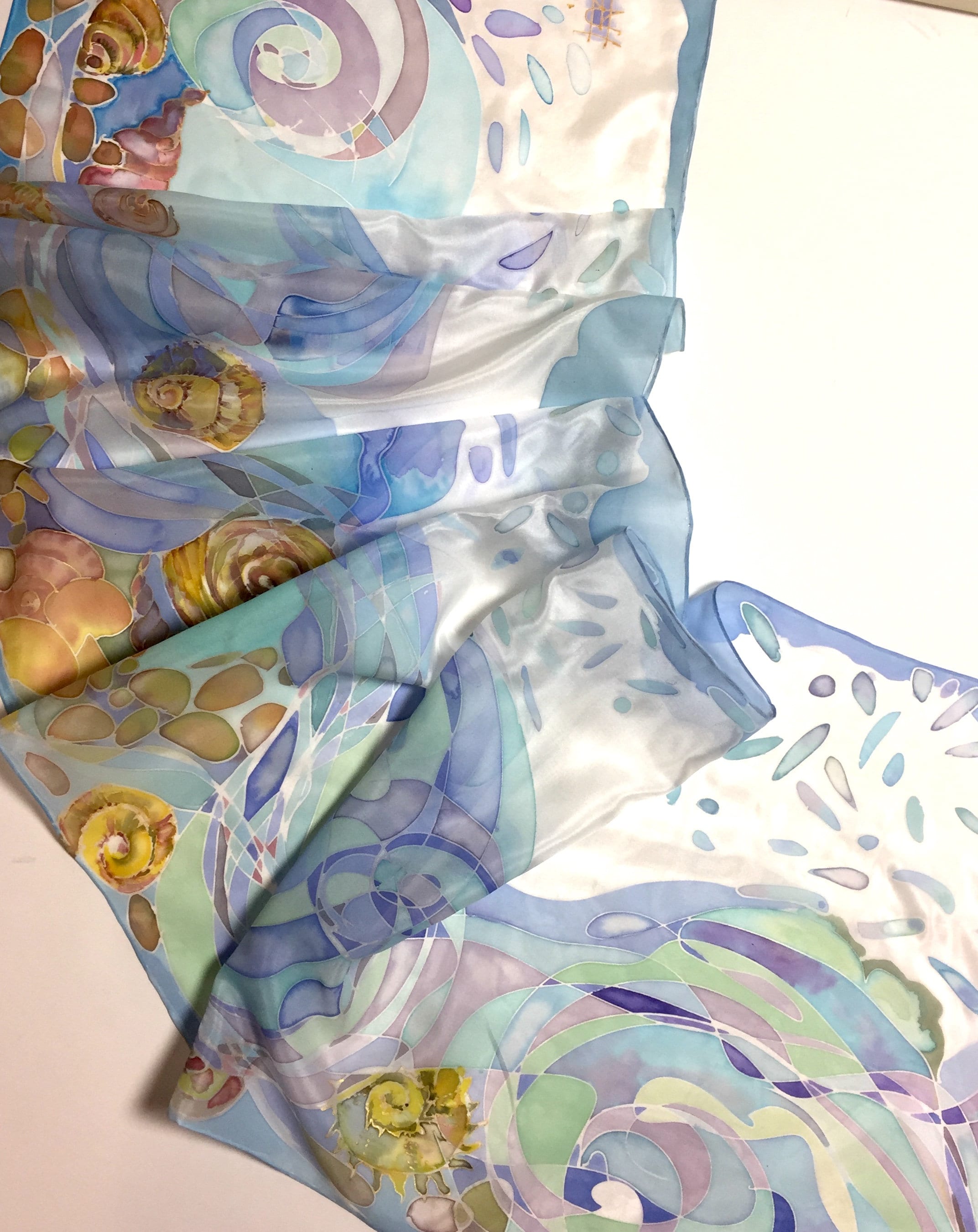 Silk Scarf Hand Painted for Women Sea Motives Scarf Beach - Etsy
