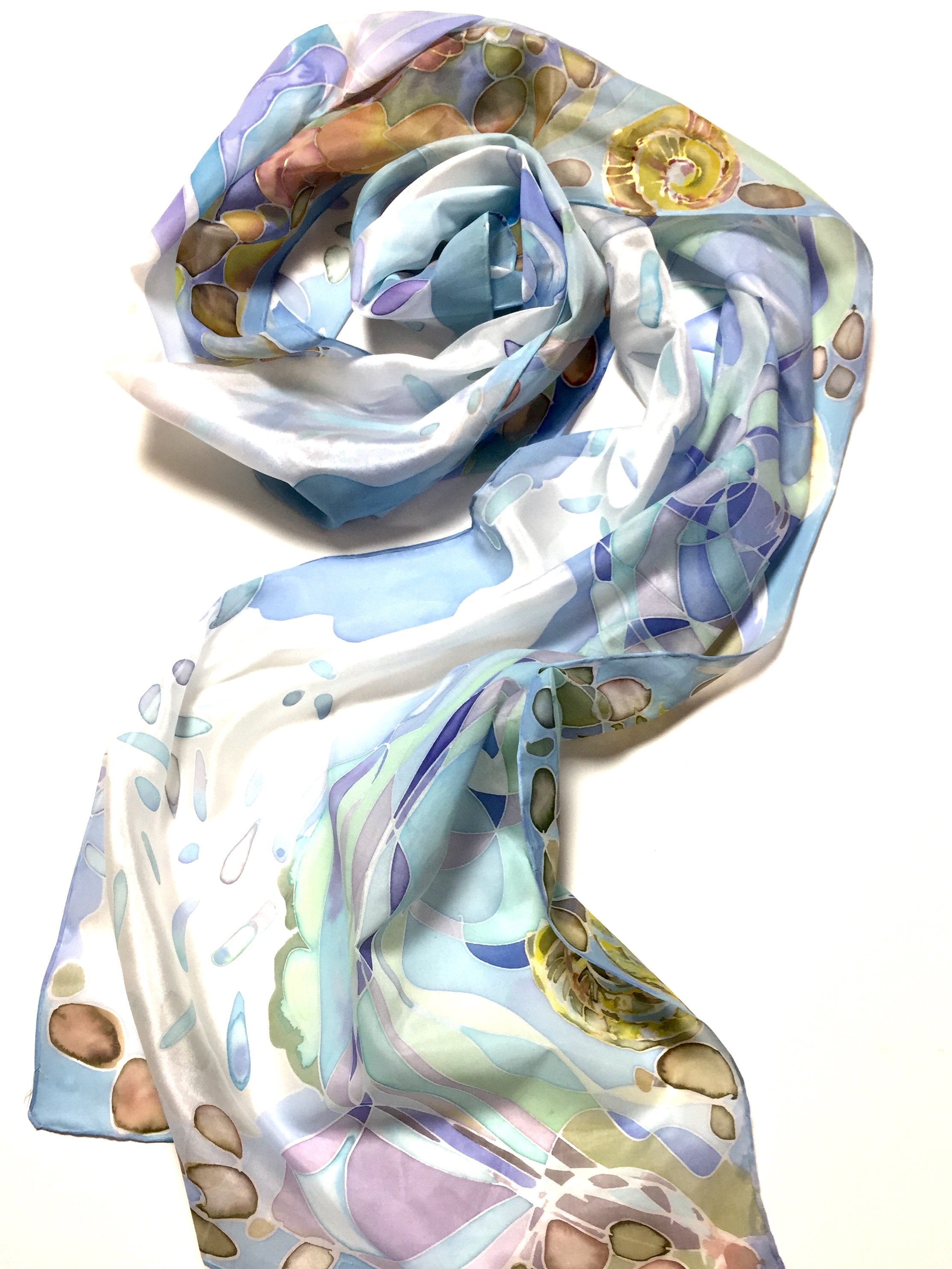 Silk Scarf Hand Painted for Women Sea Motives Scarf Beach - Etsy