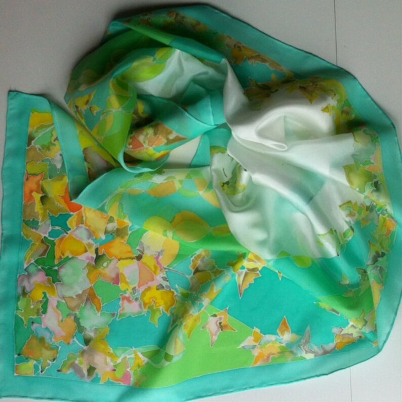 Green Silk Scarf Woman Silk Scarf Hand Painted Silk Scarf - Etsy