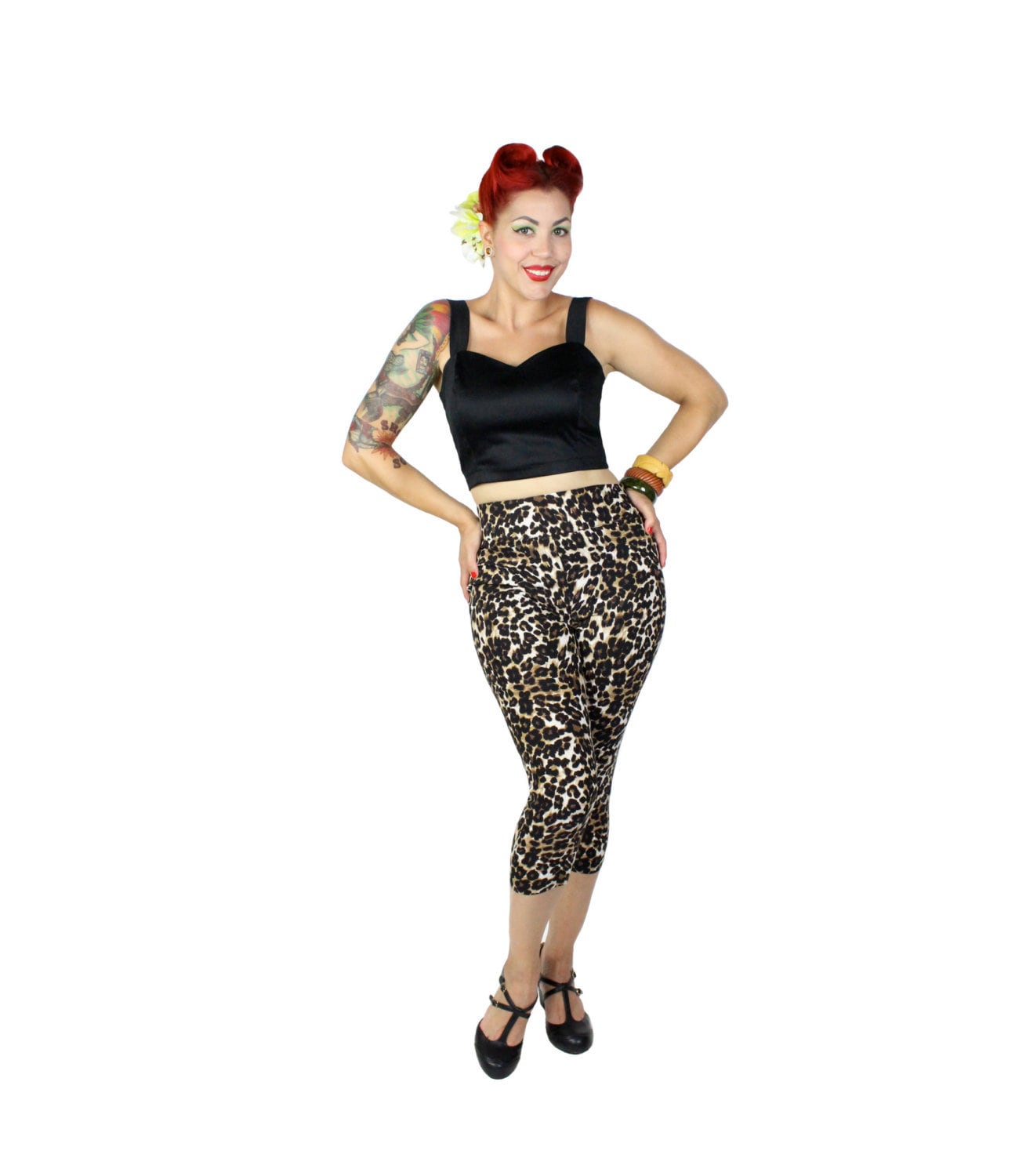 Cheetah High Waisted Capri Pants - Etsy