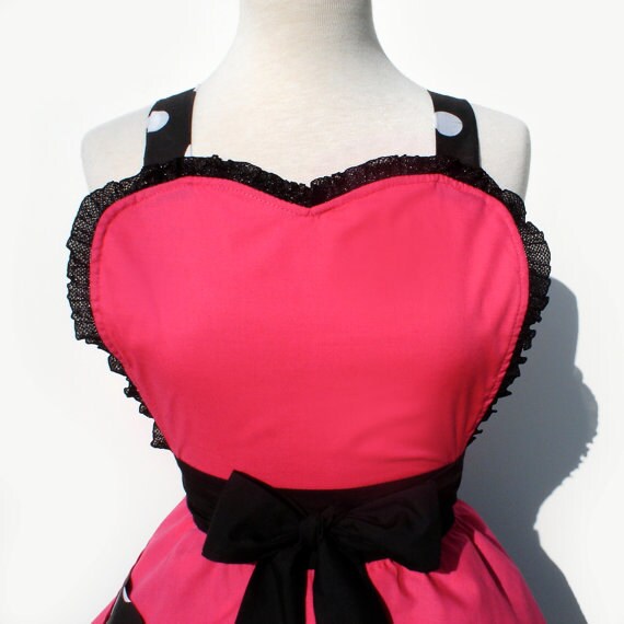 Pink and Polkadots Two Tier Apron - Etsy