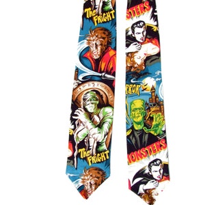 Hollywood Monster Vintage Horror Movie Pinup Frankenstein Mummy Necktie ...